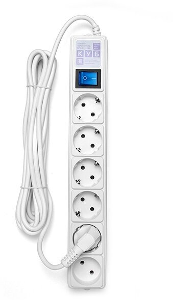 SPG(5+1)-16B-5М PowerCube Фильтр-удлинитель 5м 16А/3,5кВт, Электрическая мануфактура