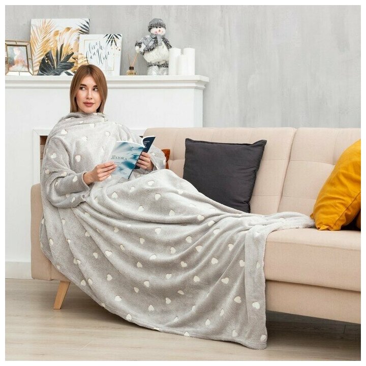 Плед с рукавами светящийся в темноте Этель Love 150 200, 100 п/э, 220 гр/м2