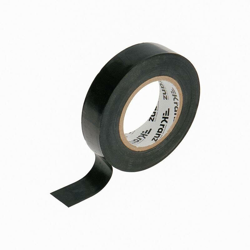 Изолента Kranz, ПВХ, 19x0,13x25 мм, черная, растяжение до 180%