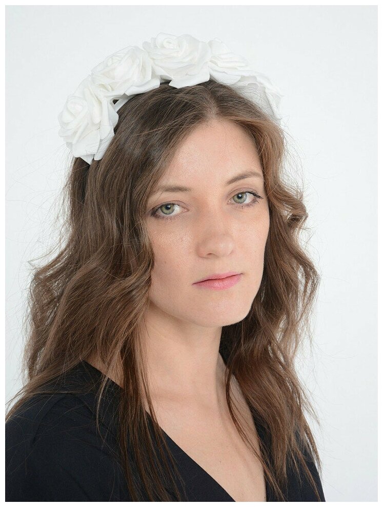 Ободок на голову "Розы крупные", белый