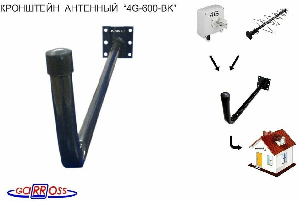 Кронштейн антенный "4G- 600-BK" черный; вылет 0,6м, диаметр 22мм