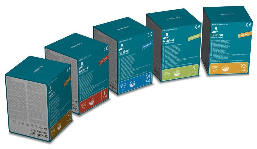 Перчатки латексные неопудренные тестурированные TEXIDENT CUBE Бежевые размер XS, 75 пар