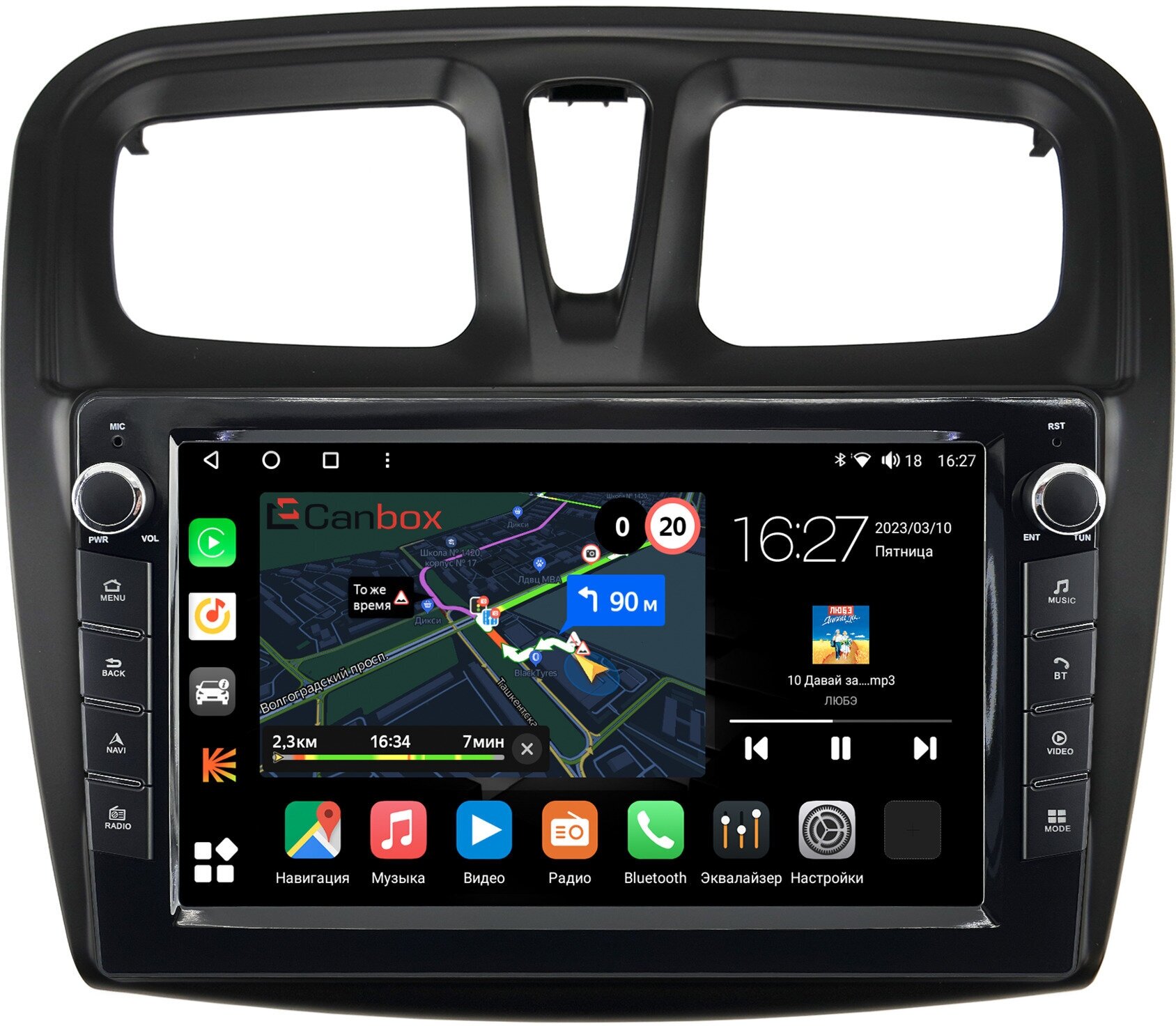 Штатная магнитола Renault Logan 2, Sandero 2 (Stepway) 2012-2022 (9") Canbox M-Line 7821-9-3010 Android 10 (4G-SIM, 2/32, DSP, IPS) С крутилками