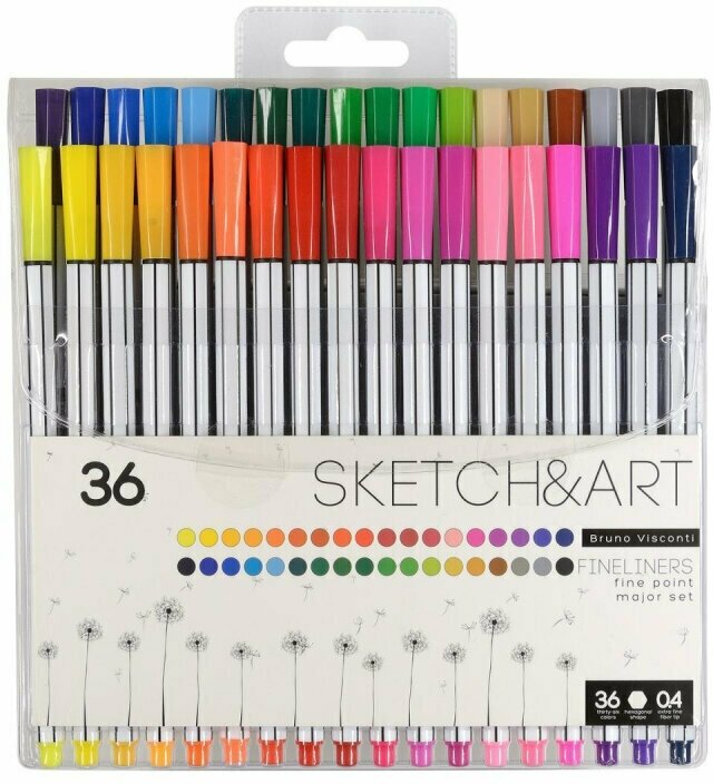 Набор линеров для скетчинга SKETCH&ART В ПВХ кармане 0.4 мм 36 цв 36-0014, 1501367