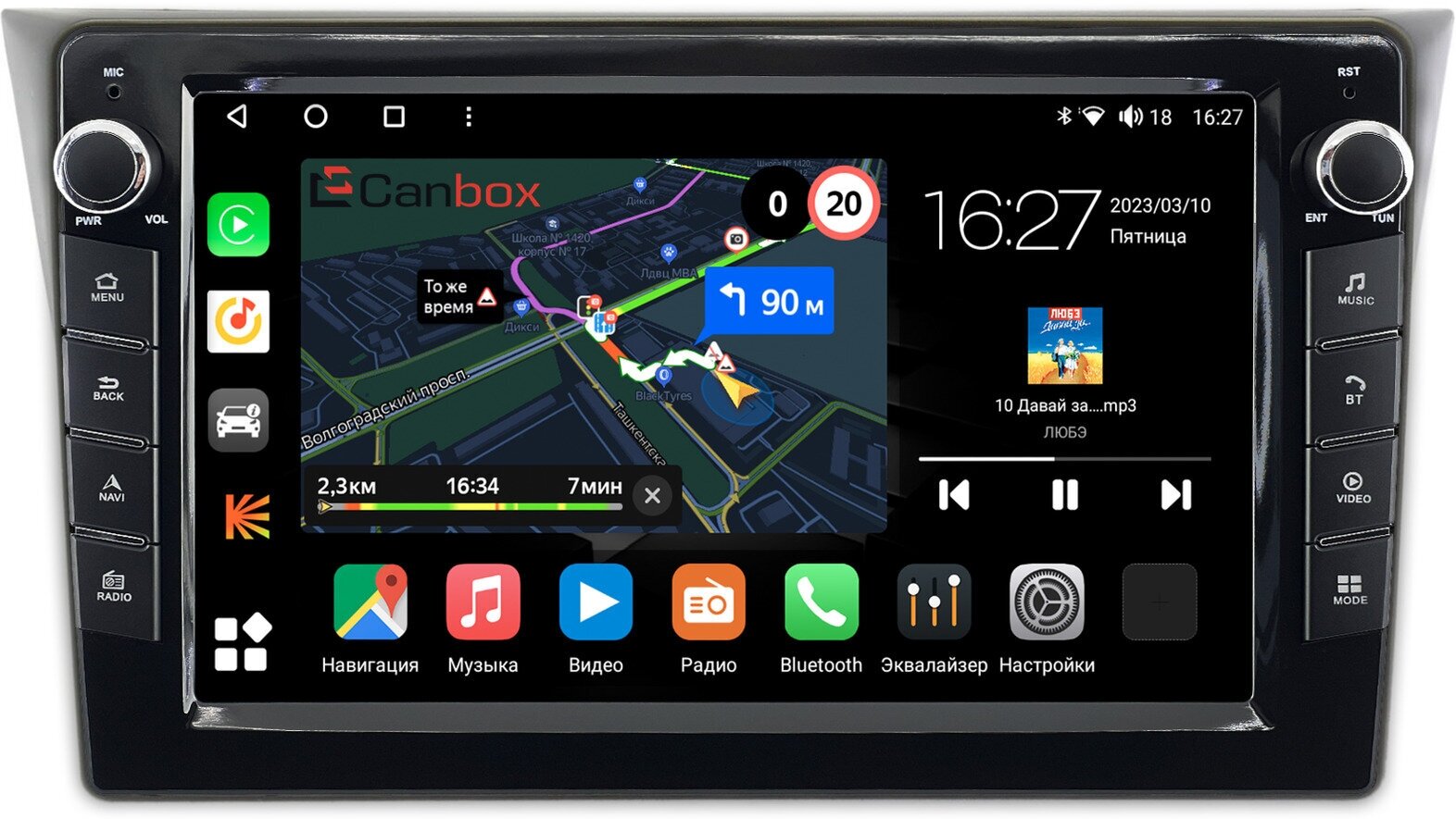 Штатная магнитола Subaru Impreza 2, Impreza WRX 2, STi 2000-2007 Canbox M-Line 7821-9381 Android 10 (4G-SIM, 2/32, DSP, IPS) С крутилками