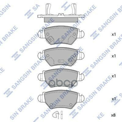 Колодки тормозные передние Opel Astra 1.8i-2.0DTi 98-01/Zafira 1.8i-2.0DTi 00-01 SP1759 Sangsin brake арт. SP1759
