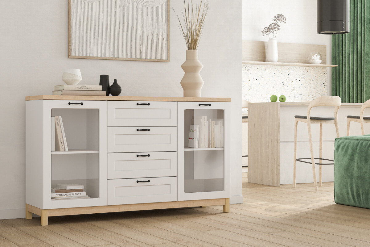 Комод Техас-10 МДФ Белый для документов для книг для обуви для одежды для посуды 165*93.2*45