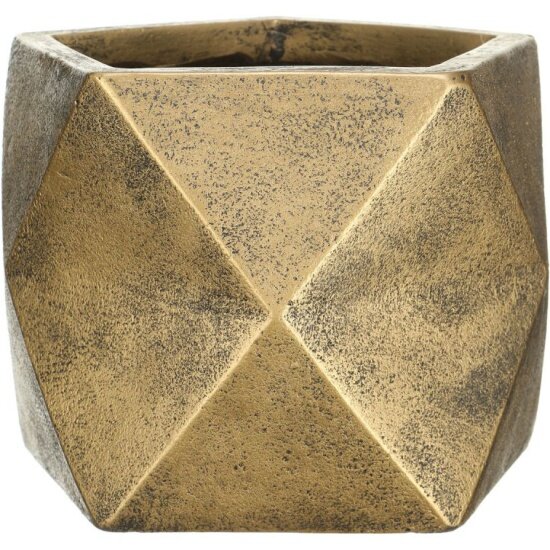 Горшок для цветов Idealist Lite DSQUARE25-GLD Геометри, файберстоун настольный, золотой, 25х20 см, 12 литров