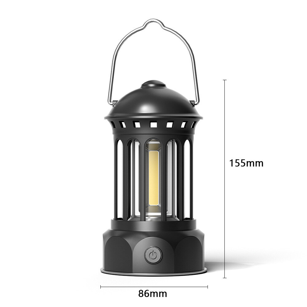 Фонарь для кемпинга Solar Lamp, настольный, ретро лампа с 3 уровнями освещения, черный