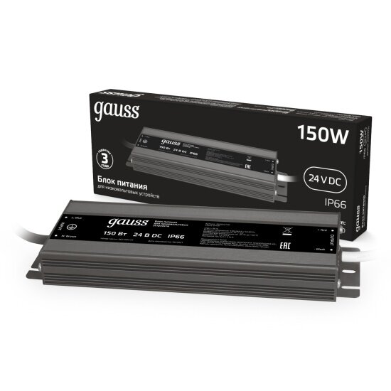 Блок питания для светодиодной ленты Gauss Блок питания LED STRIP 150W 24V IP66 1/40