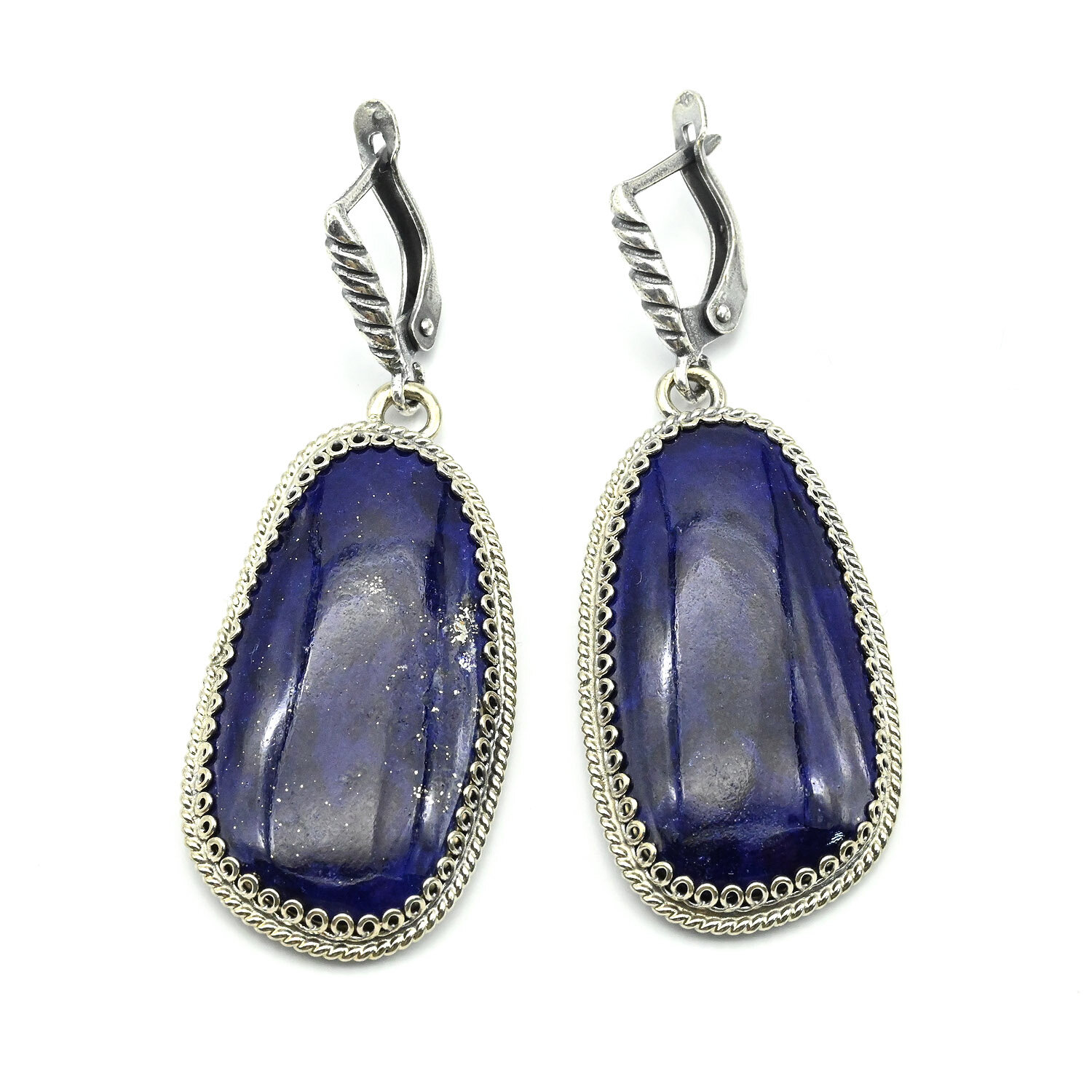 Серьги с подвесками, лазурит