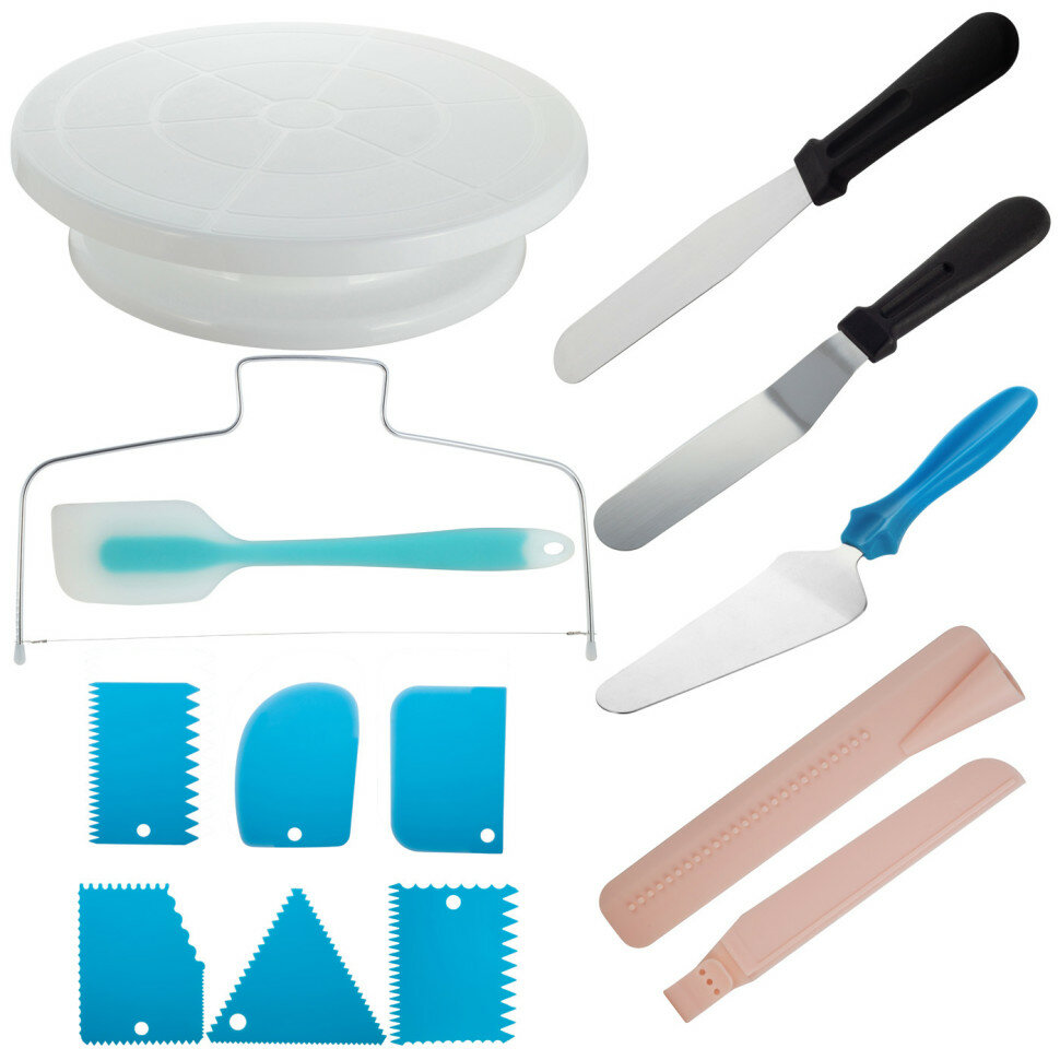 Набор кондитерских инструментов для украшения тортов (13 предметов) 929378