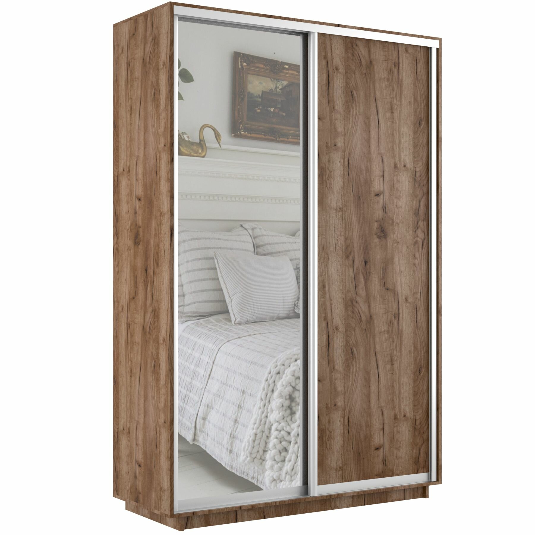 Шкаф-купе Экспресс 1,6 ДСП/зеркало Крафт табачный глубина 45 см