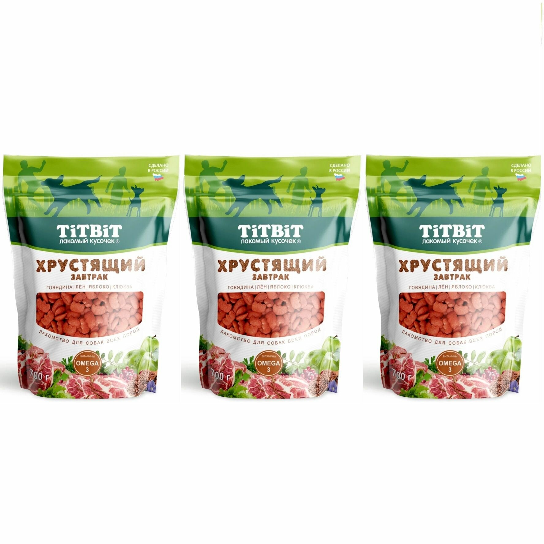 Titbit Лакомство для собак Хрустящий завтрак с говядиной, 700 г, 3 уп
