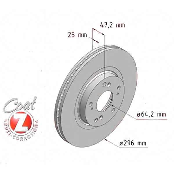 ZIMMERMANN 280.3176.20 (45251TL1G00 / 45251TL1G01) диск торм Honda (Хонда) Accord (Аккорд) 2.0-2.4 08- пер вент