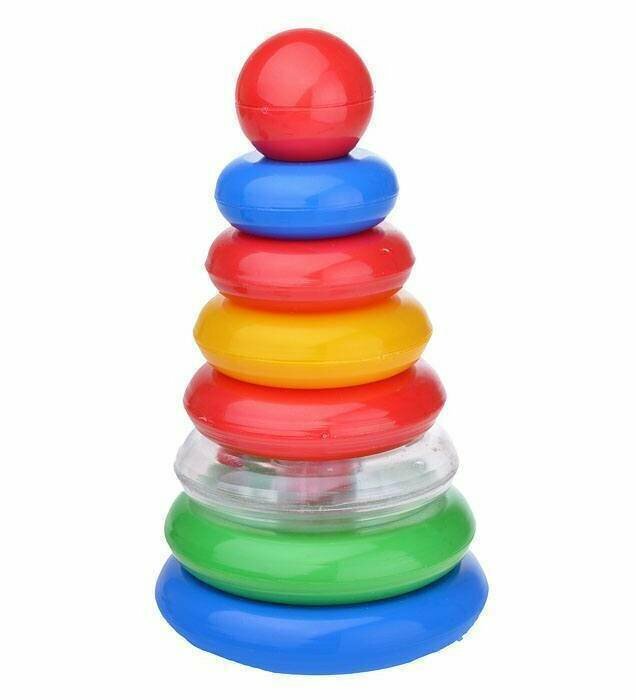 Детская пирамидка из цветных колец, ЭРА, тип 4, 8 деталей