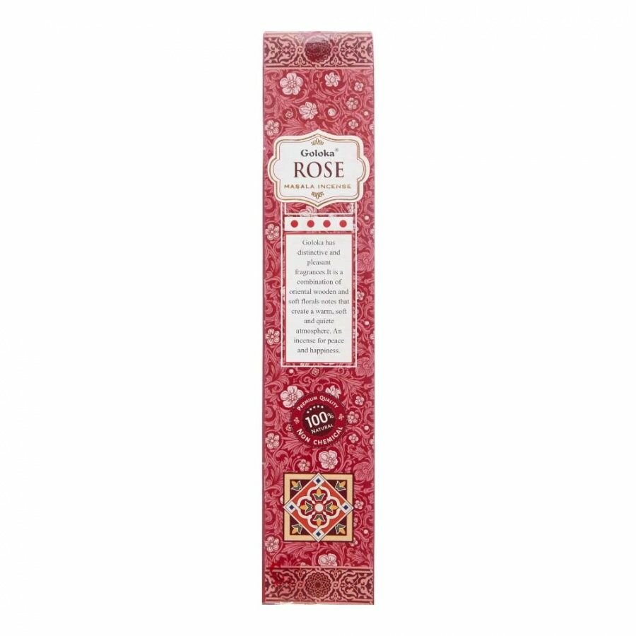 Goloka ROSE Masala Incense (Высококачественные индийские пыльцовые благовония роза, Голока), 15 г.