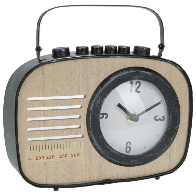 KOOPMAN настольные часы Радио, бежевые, 220×60×210 мм, металл/МДФ, стильный для дома