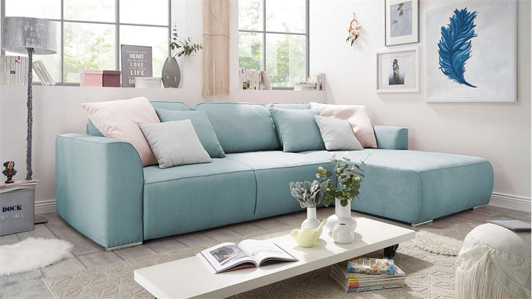 Угол модульный Harizma-Mebel "Париж мод2", еврокнижка, обивка из велюра, 340x165x90 см