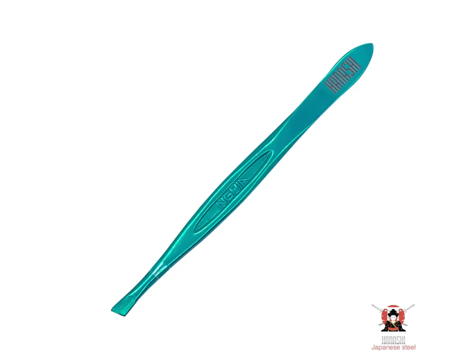 HANASHI Japanese Steel, зелёный Пинцет для бровей Скошенный