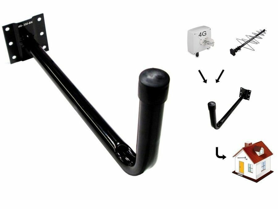 Кронштейн антенный черный; вылет 0,35м, диаметр 22мм