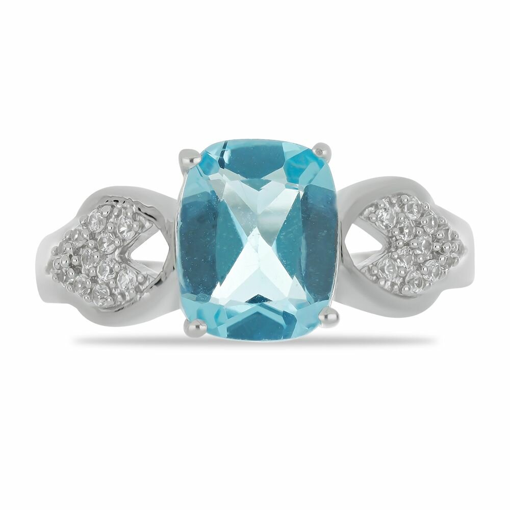 Кольцо, серебро, 925 проба, родирование, топаз, циркон