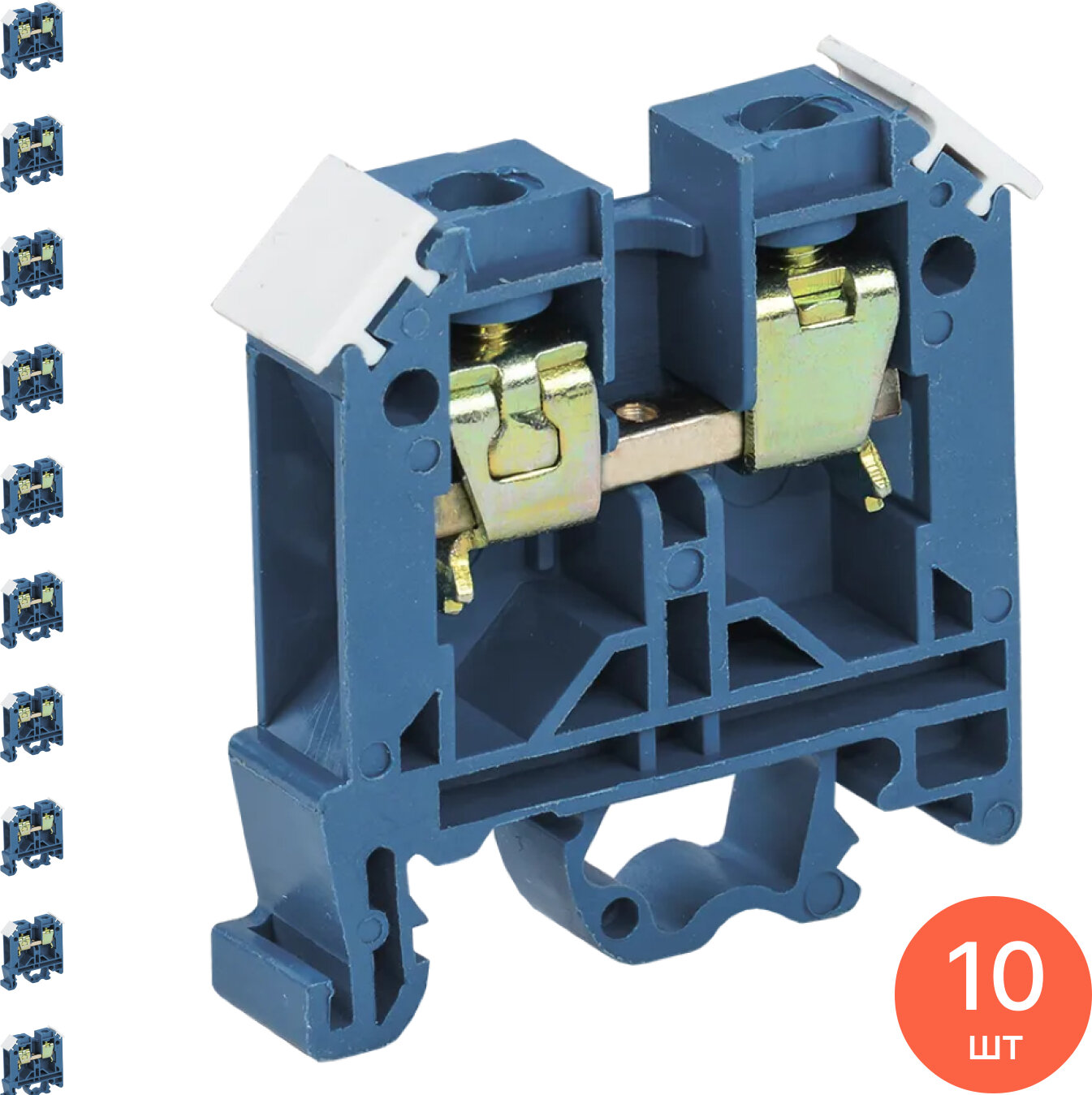Клемма для проводов IEK / ИЭК ЗНИ-10мм2 (JXB70А) наборная, полиамид, 70А, 46х10.5х45.5мм синяя, 10мм², 1шт. / зажим (комплект из 10 шт)