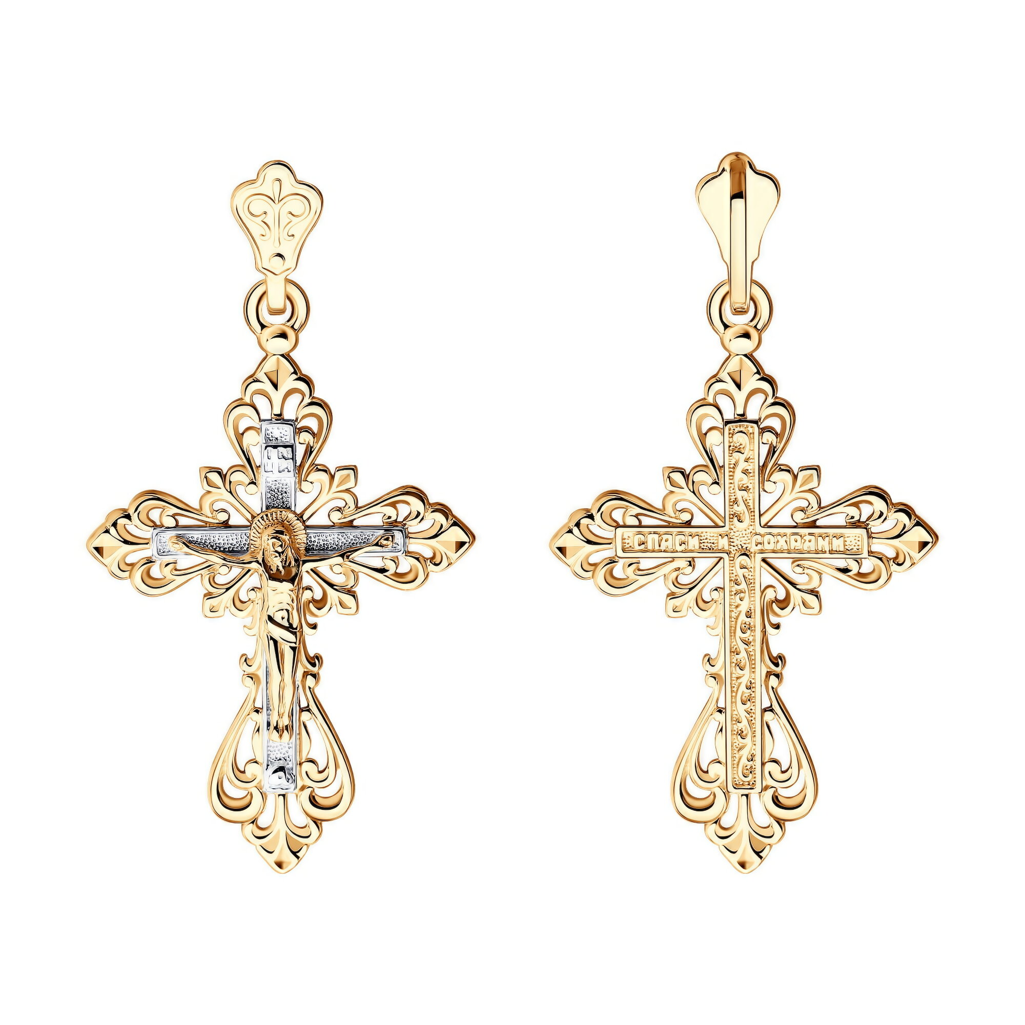 Крестик, красное золото, 585 проба