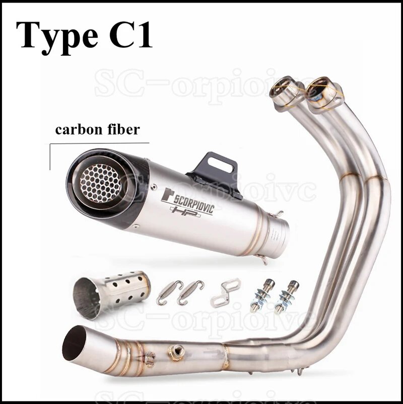 Глушитель выхлопной передней трубы для мотоцикла Yamaha MT-07, Модифицированная глушитель для мотоцикла Escape Moto Racing YZF MT07 FZ07, трассировщик Type C1 sc laser
