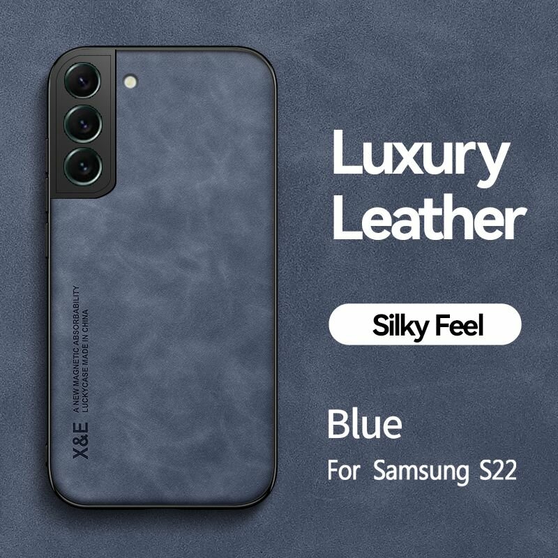 Кожаный чехол MyPads для Samsung Galaxy S22 (Самсунг Галакси S22) с защитой камеры и магнитным авто-держателем