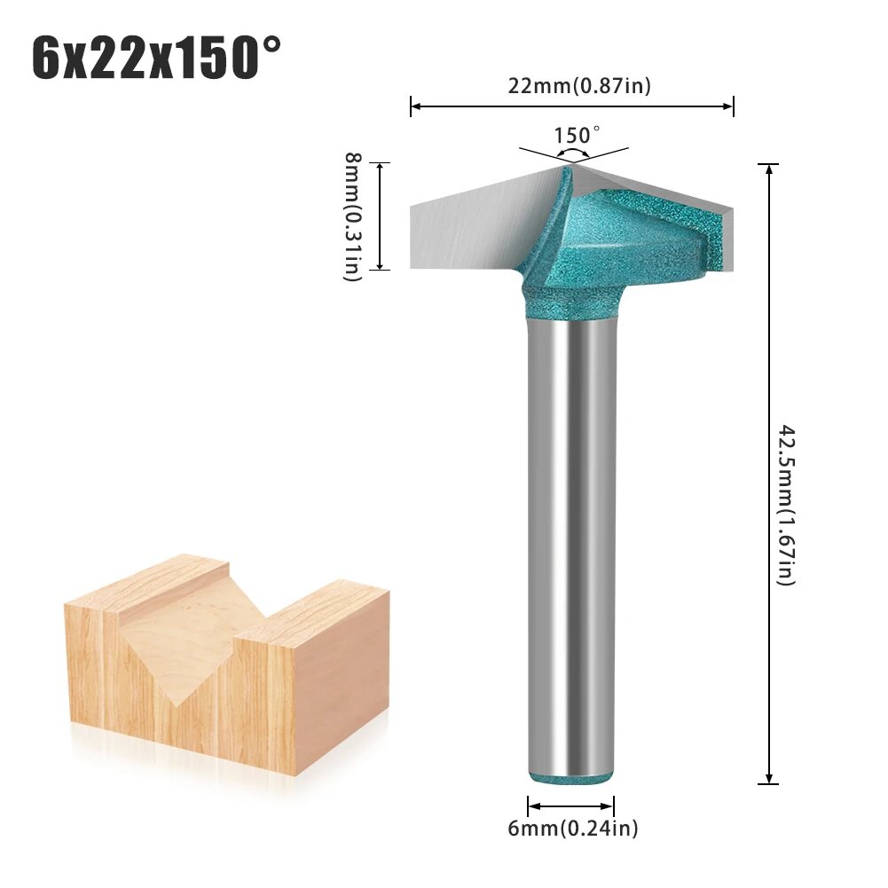 1 шт. 3D V-образная Пазовая фреза 6 мм хвостовик фреза 90/120/135/150 градусов V-образная 3D гравировальная фреза деревообрабатывающий фреза 6X22X150