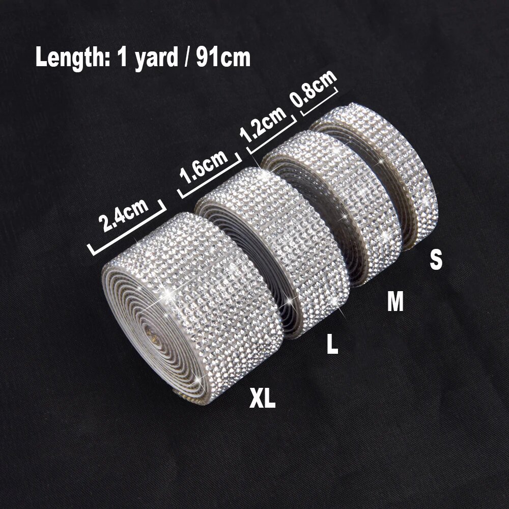 Стразовые самоклеящиеся ленты S, Silver White