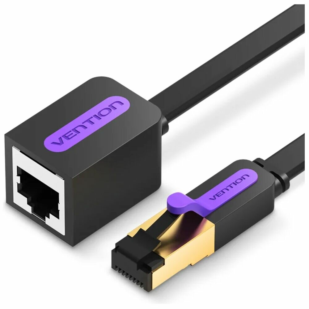 Патч-корд SSTP 1м Vention (ICBBF) категория 7 черный плоский