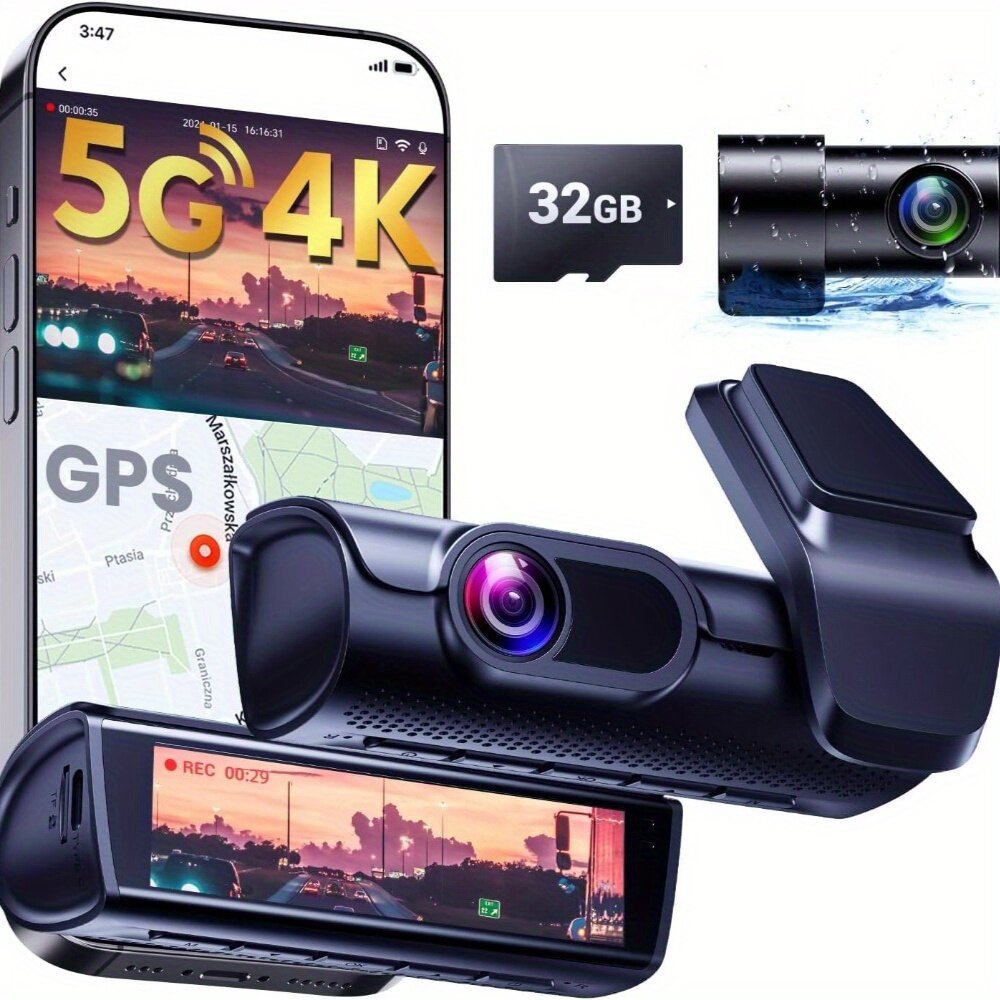 Новый автомобильный видеорегистратор с 3,59-дюймовым IPS-экраном 4K, передней и задней камерами, встроенным GPS