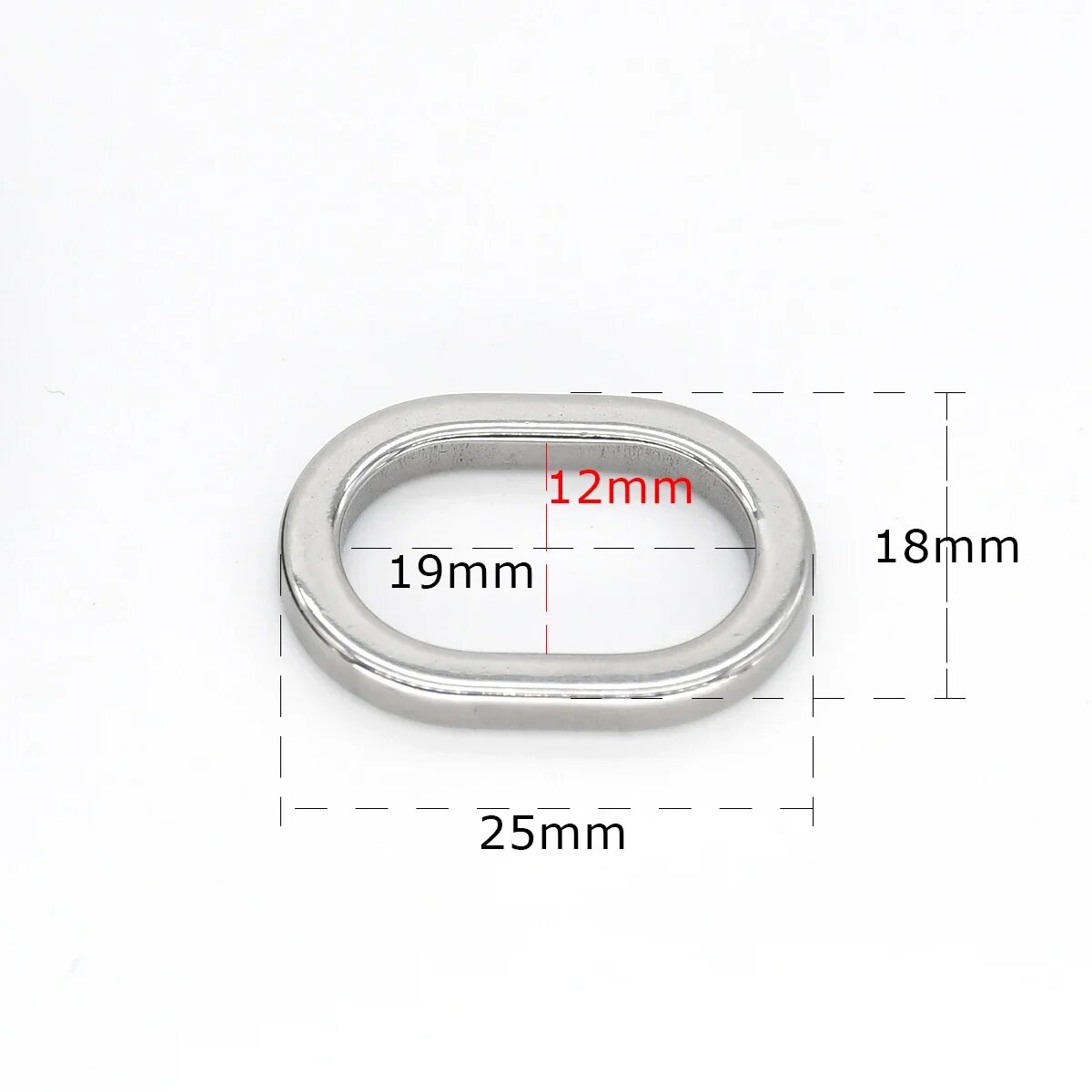 D-кольцо из нержавеющей стали, серебристый, Oval ring Inner 19mm