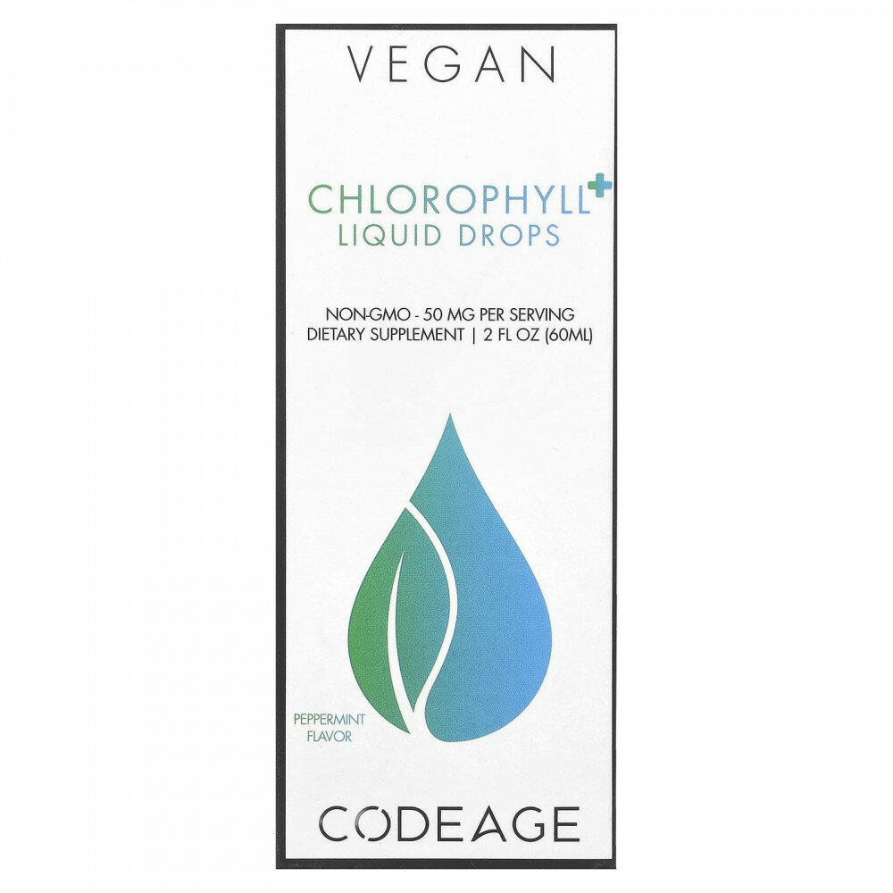 Codeage, Chlorophyll Liquid Drops, перечная мята, 60 мл (2 жидк. Унции)