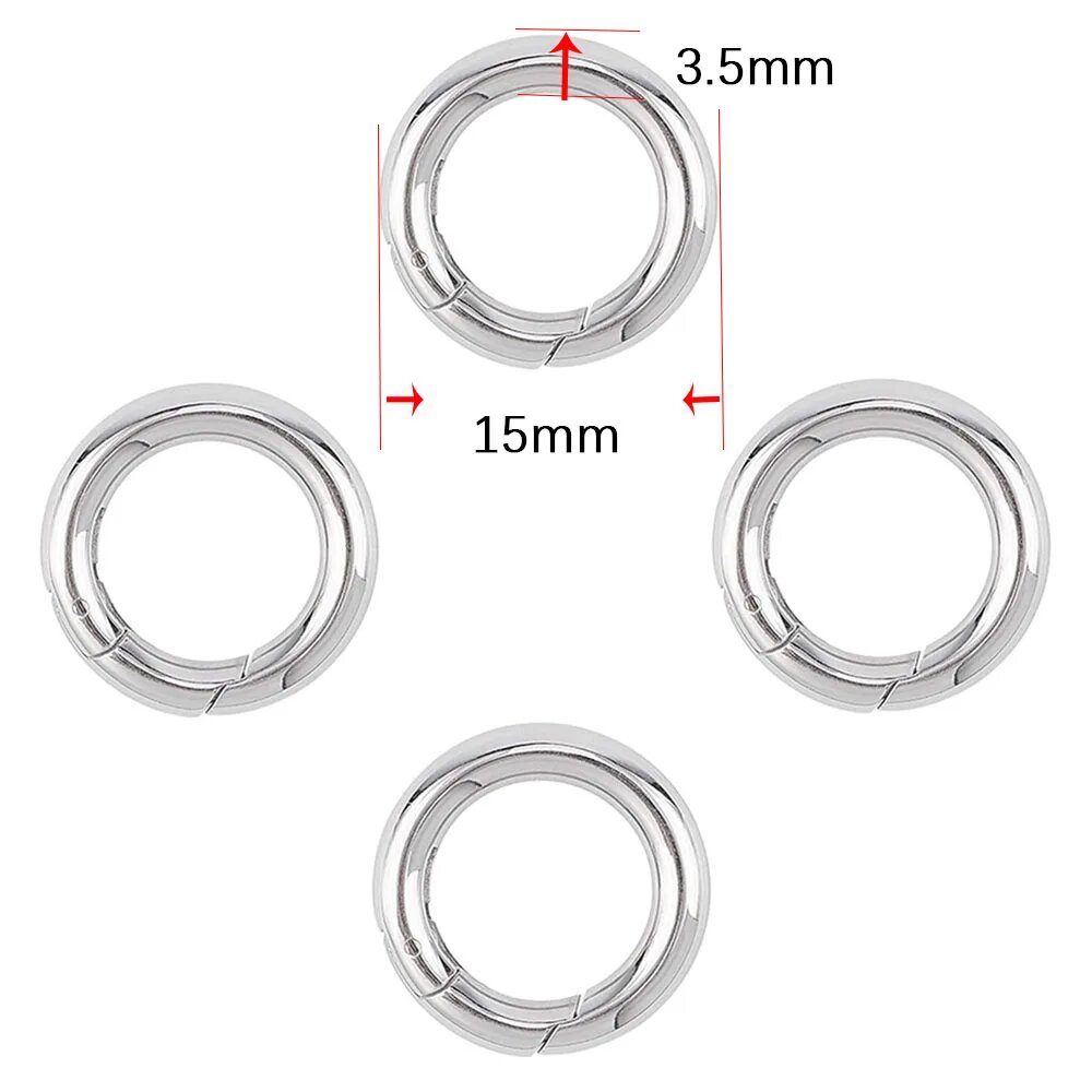 Серебристые пружинные кольца для бижутерии, 5 шт. 3.5x15mm