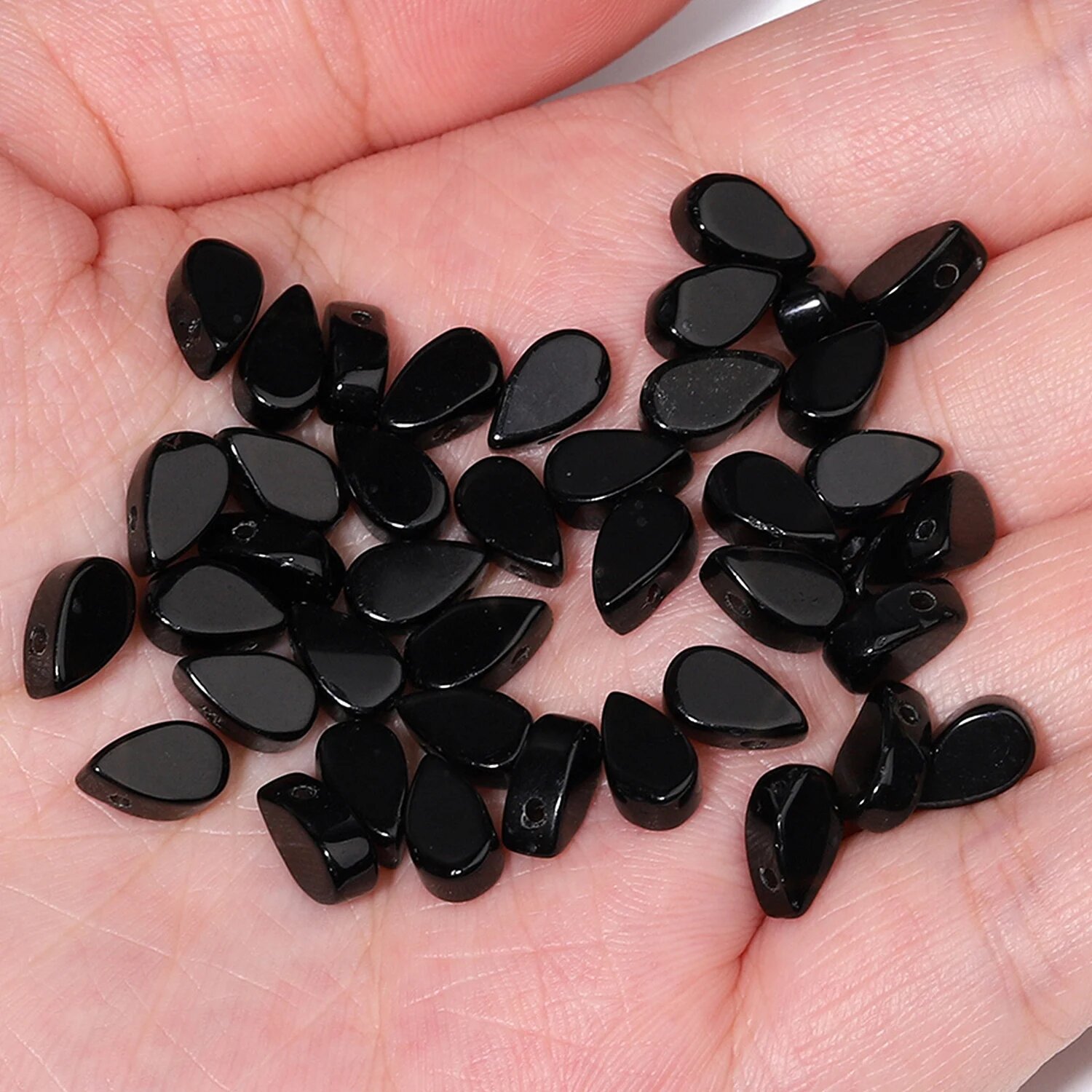 Бусины в форме капли воды из черного агата, 10 шт, 9 мм, свободные бусины-подвески, аксессуары для бисероплетения