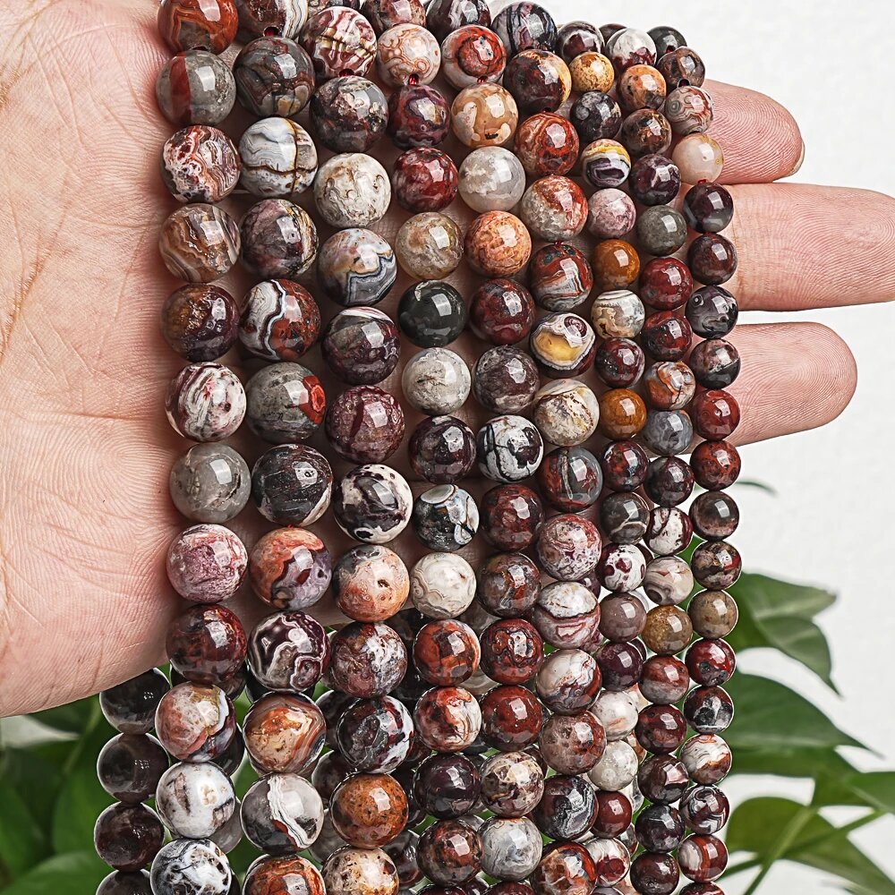 Круглые бусины из мексиканского агата 6/8/10 мм 10mm approx. 38beads