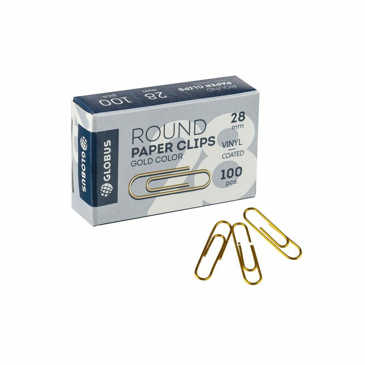 Скрепки Глобус (28мм, металлические, полимерное покрытие) 100шт. (С28-100З)