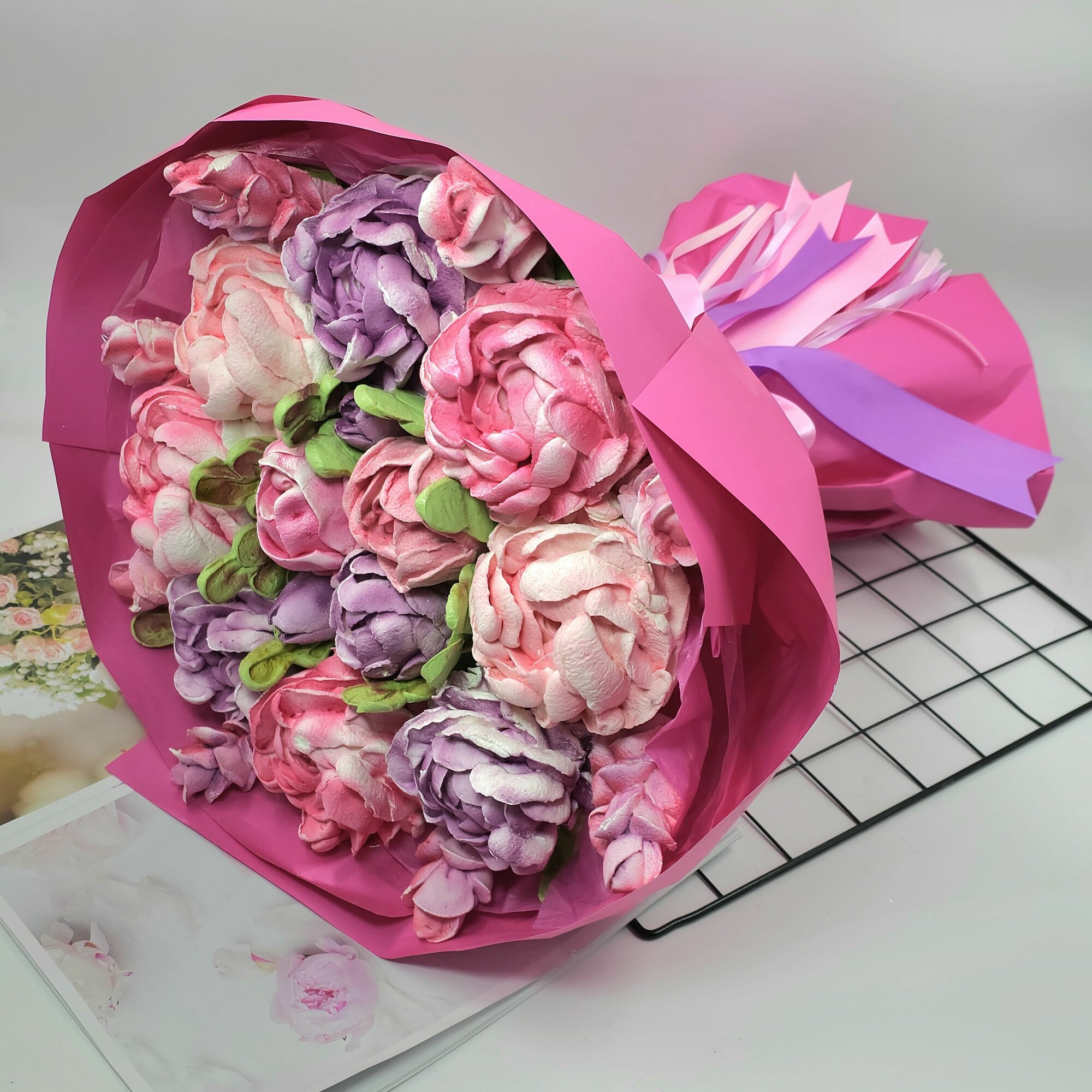 Букет из зефира "Улыбака" сладкий подарок подруге, маме, жене на День рождения, Подарочный набор