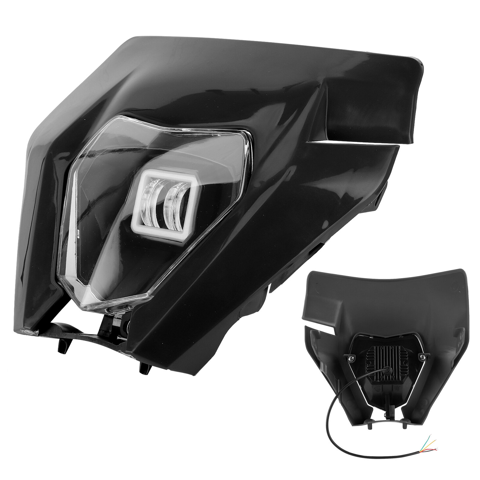 Универсальная фара для мотоцикла, дальний/ближний свет, светодиодная фара 60 Вт, 6000 К, дневные ходовые огни, черный цвет