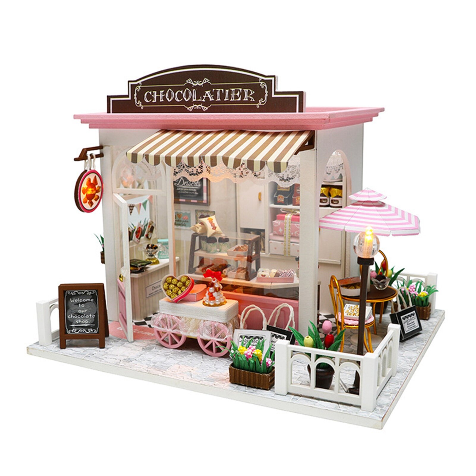 Miniature Mini House Kit Dickhouse DIY со светодиодными огнями и мебелью для подарочного набора