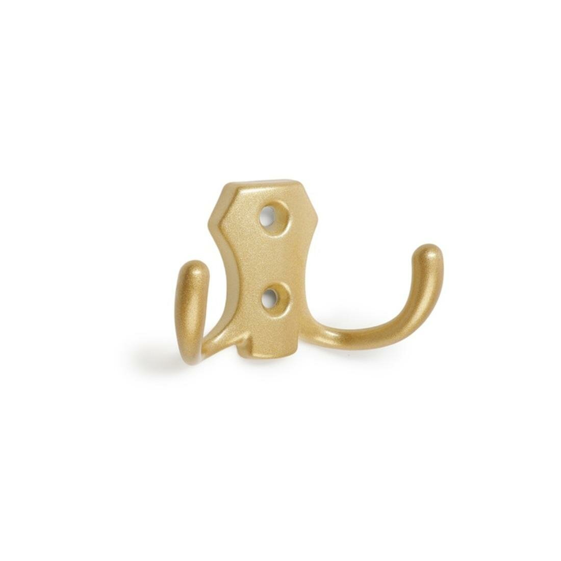 Крючок мебельный тундра КМ201SG, двухрожковый, цвет матовое золотое