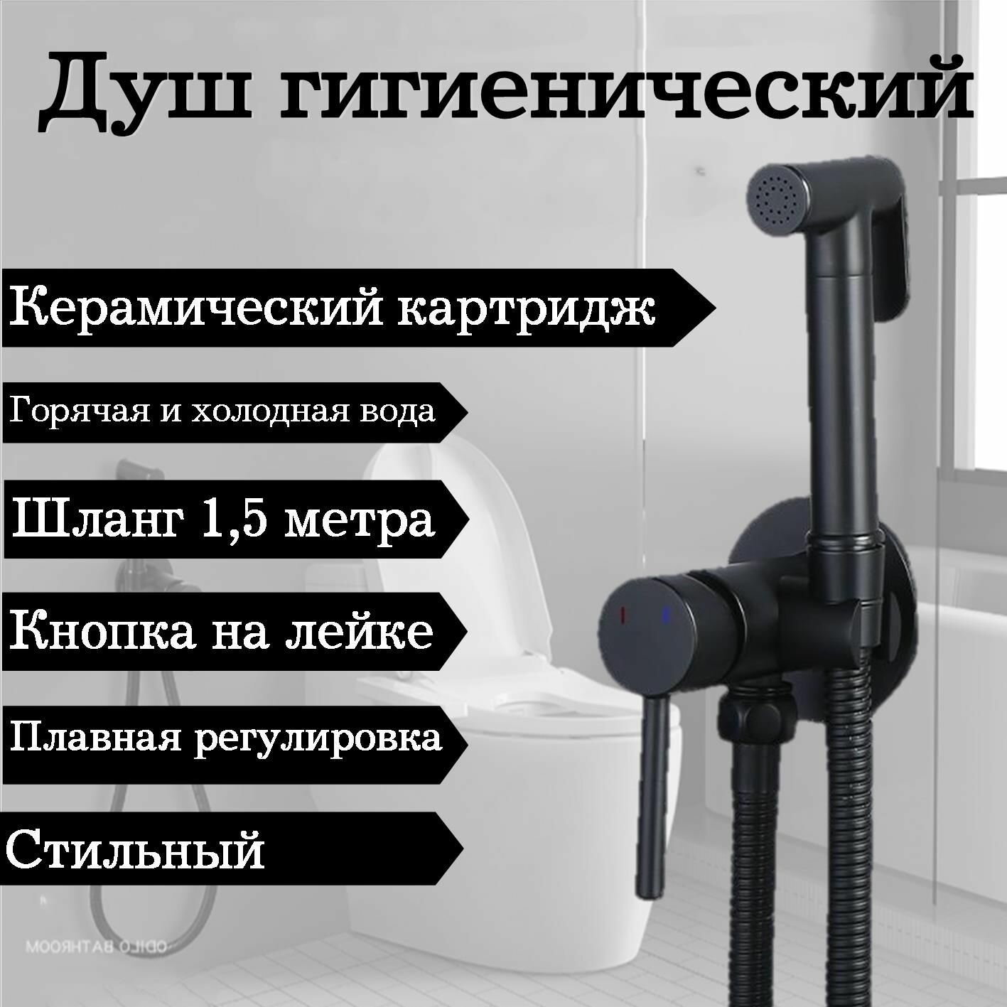 Встраиваемый гигиенический смеситель, для биде и унитаза, с лейкой, черный