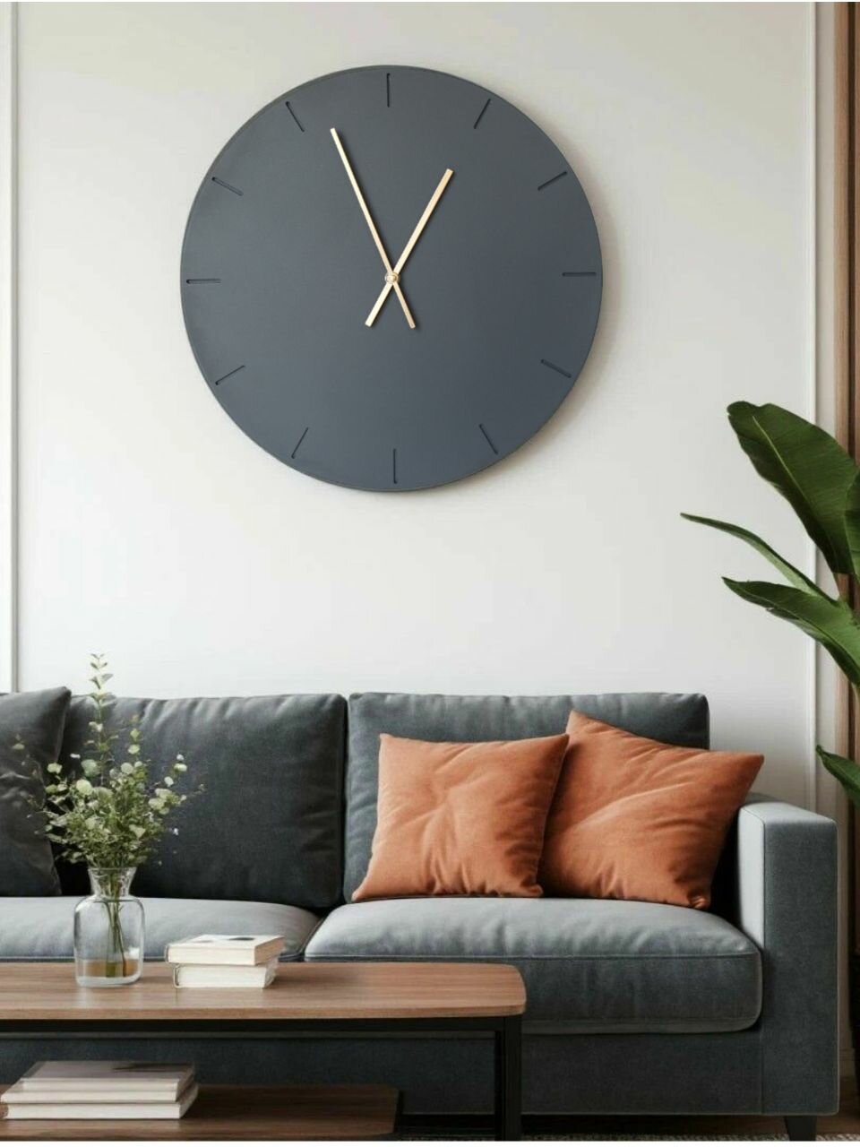 Часы настенные большие Vintage Wall диаметр 40 см интерьерные бесшумные