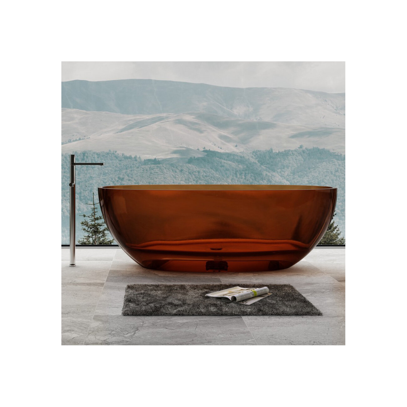 Прозрачная ванна Abber (Аббер) Kristall AT9701 Opal коричневая