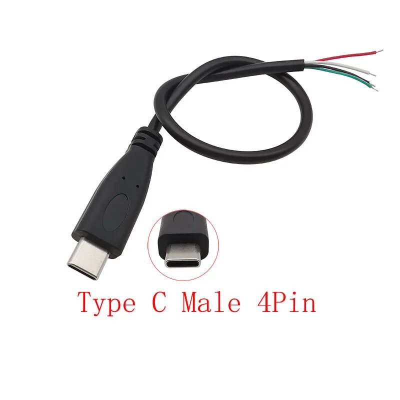 Micro USB/Type C/USB 2.0 A разъем-удлинитель 1M 1Pcs, Type C Male 4Pin