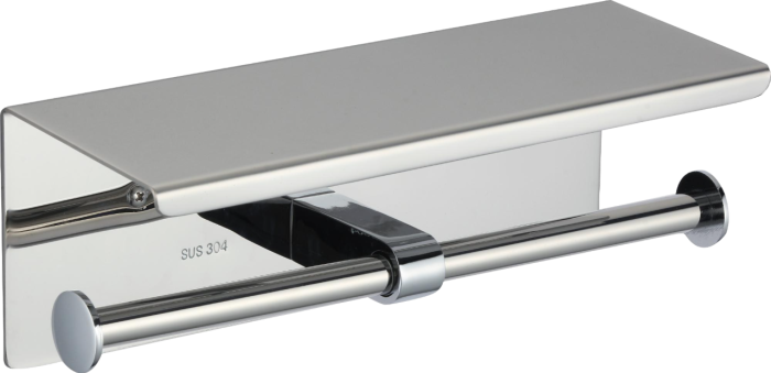 Держатель туалетной бумаги Savol S-00AK57 с полкой для телефона, двойной, хром