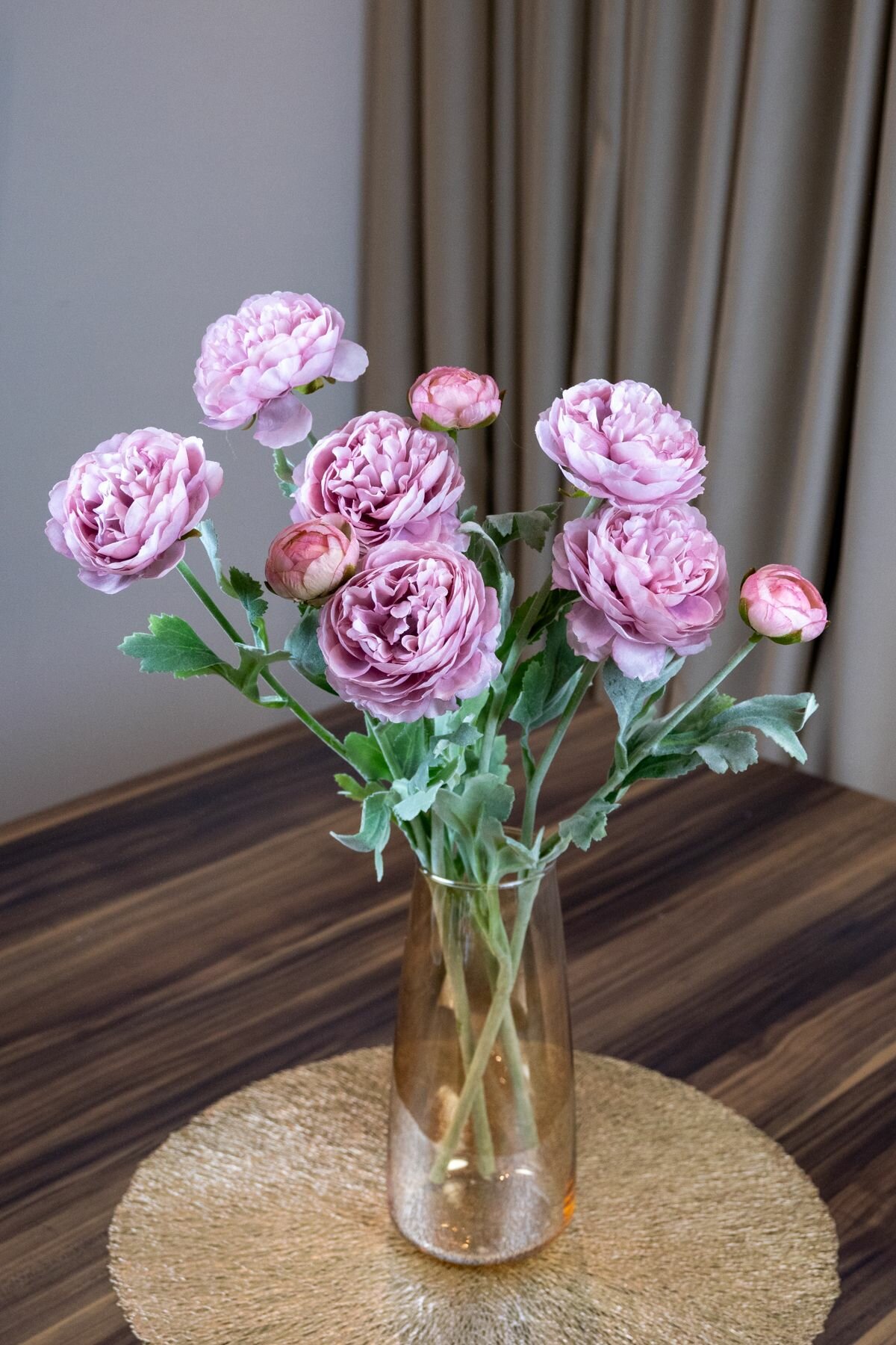 Искусственные цветы премиум для кашпо декора и интерьера Ранункулюс 3 ветки пудровый флористический 52 см